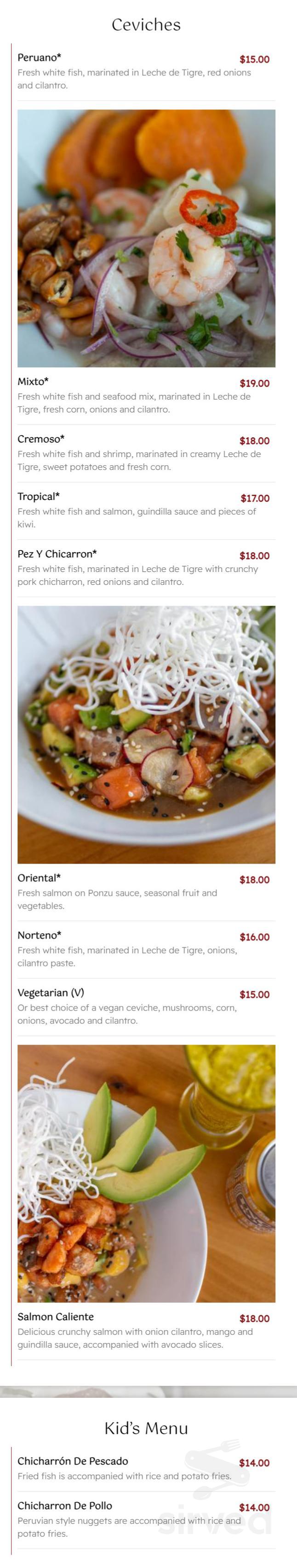 Menu - Des Moines IA's Panka Peruvian Restaurant | Sirved