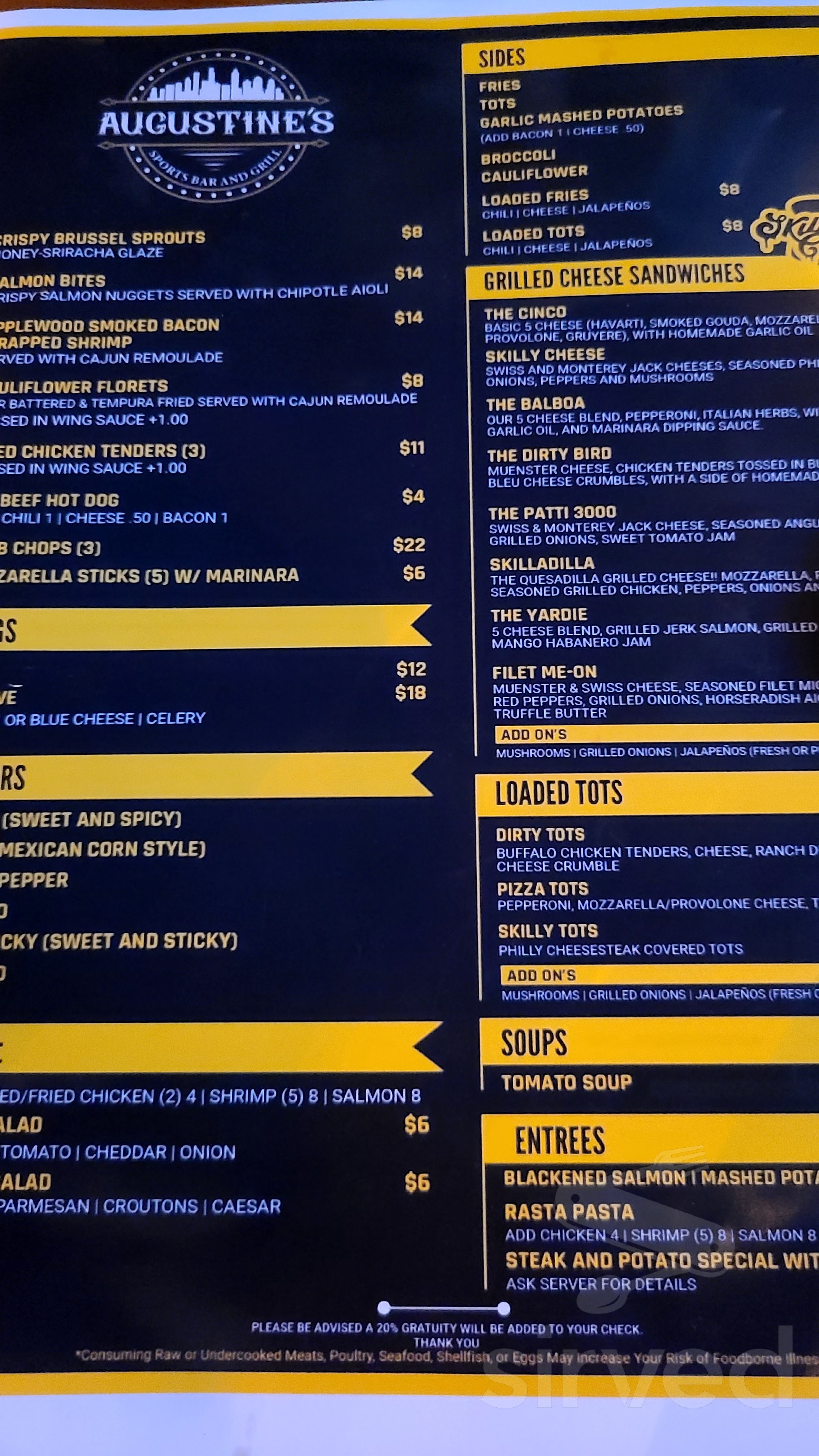 Augustine's menu in Atlanta, Georgia, USA