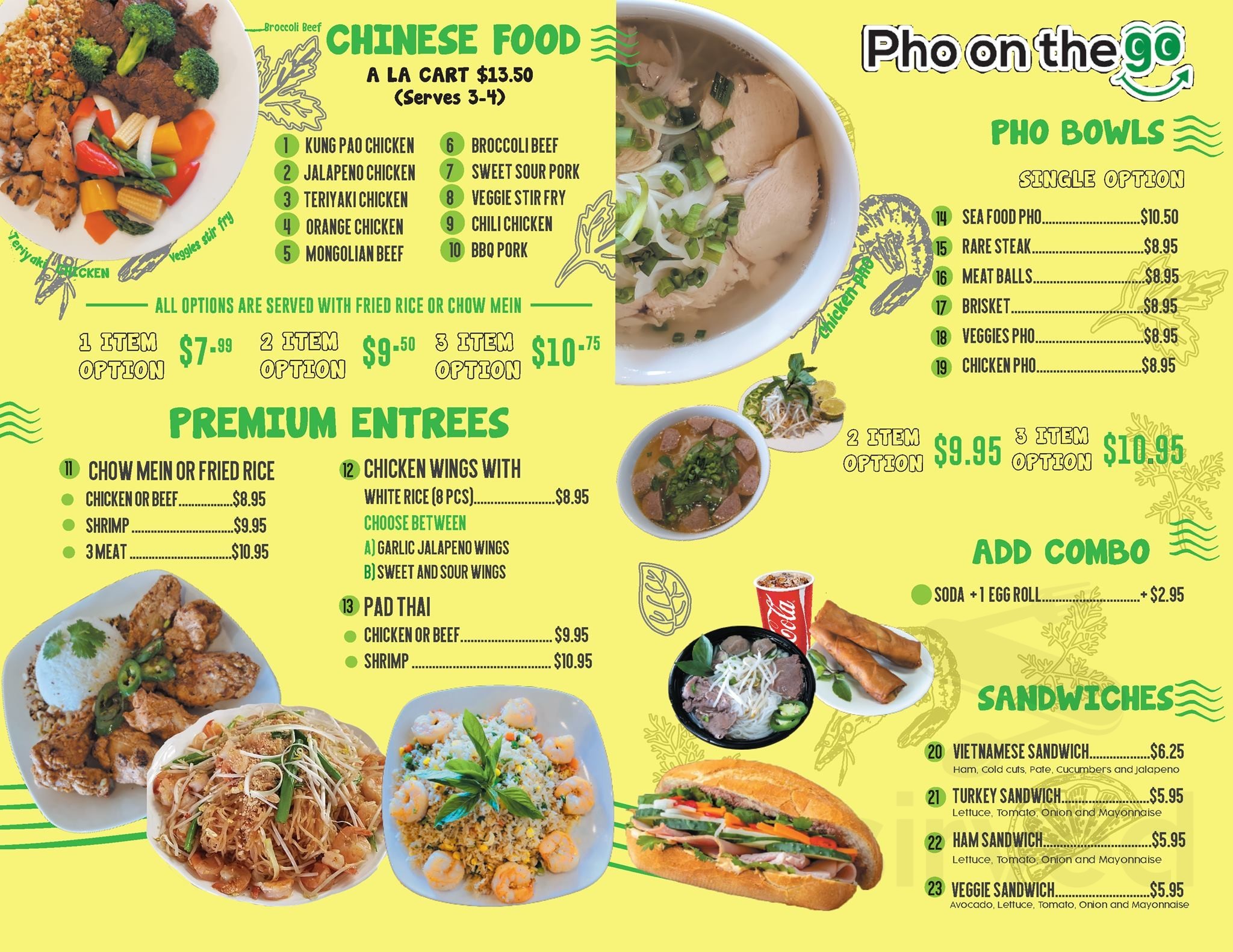 Pho On The Go menus in San Diego, California, United States