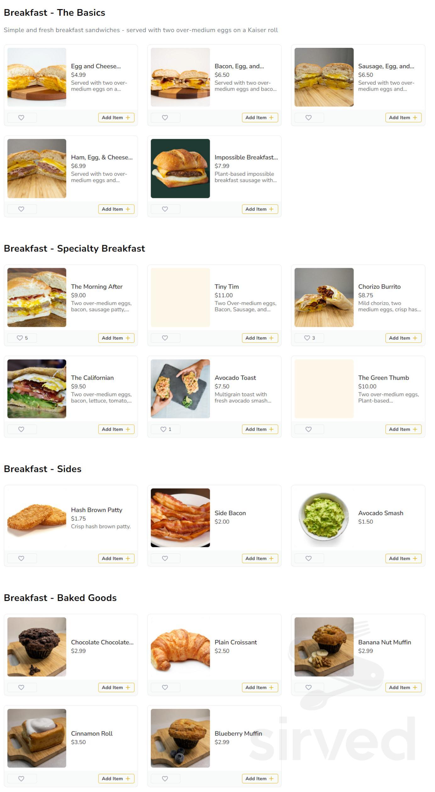 Menu - Estero FL's Next Stop Brunch | Sirved