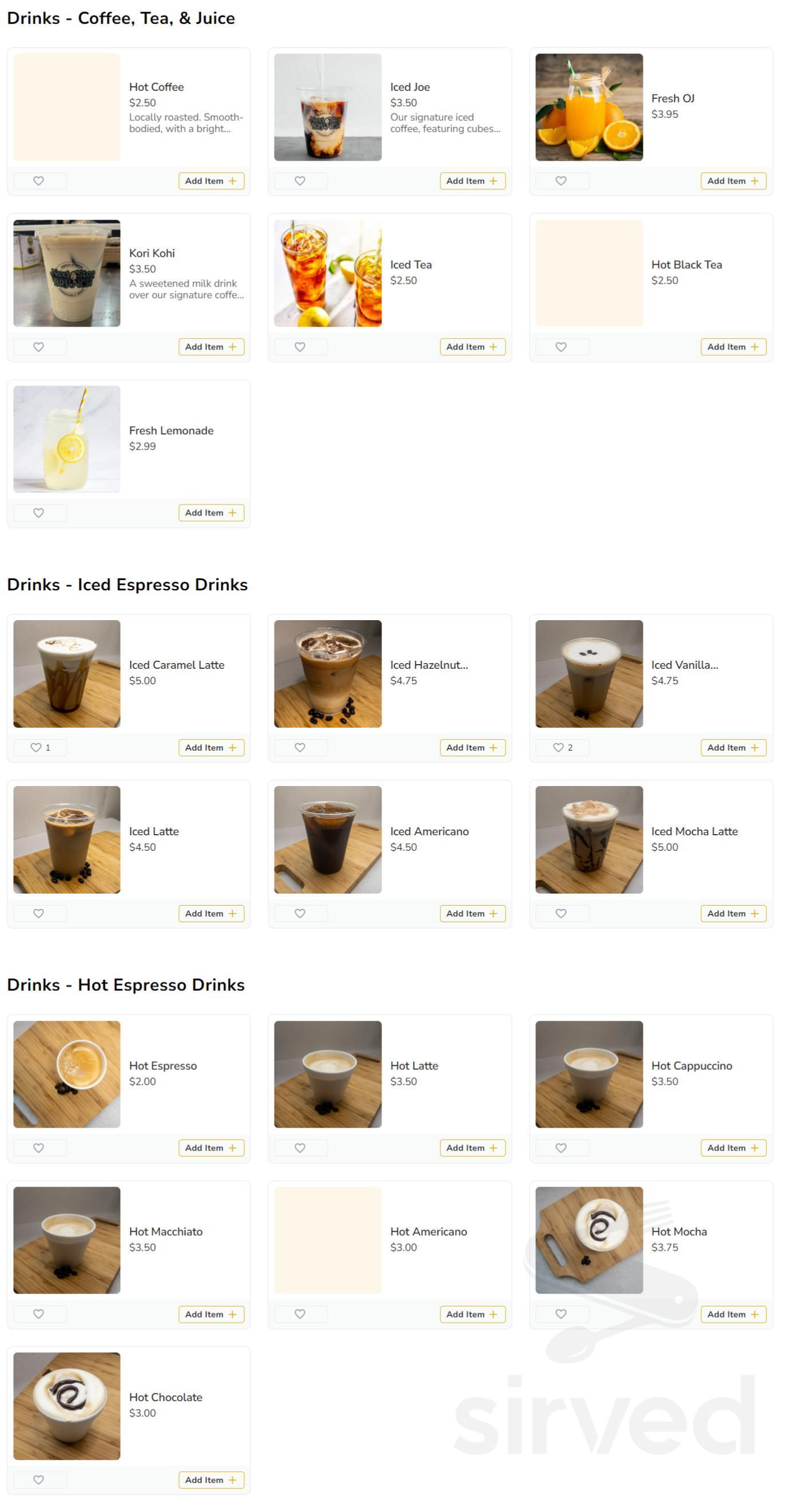 Menu - Estero FL's Next Stop Brunch | Sirved