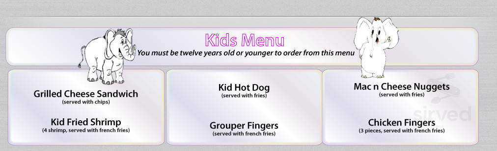 White Elephant Pub menu in Englewood, Florida, USA