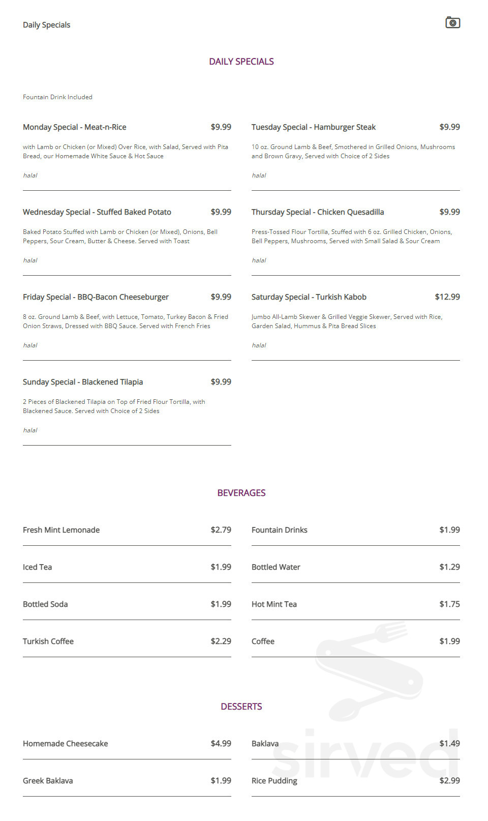 Menu for Grape Leaf Express in Tampa, FL | Sirved