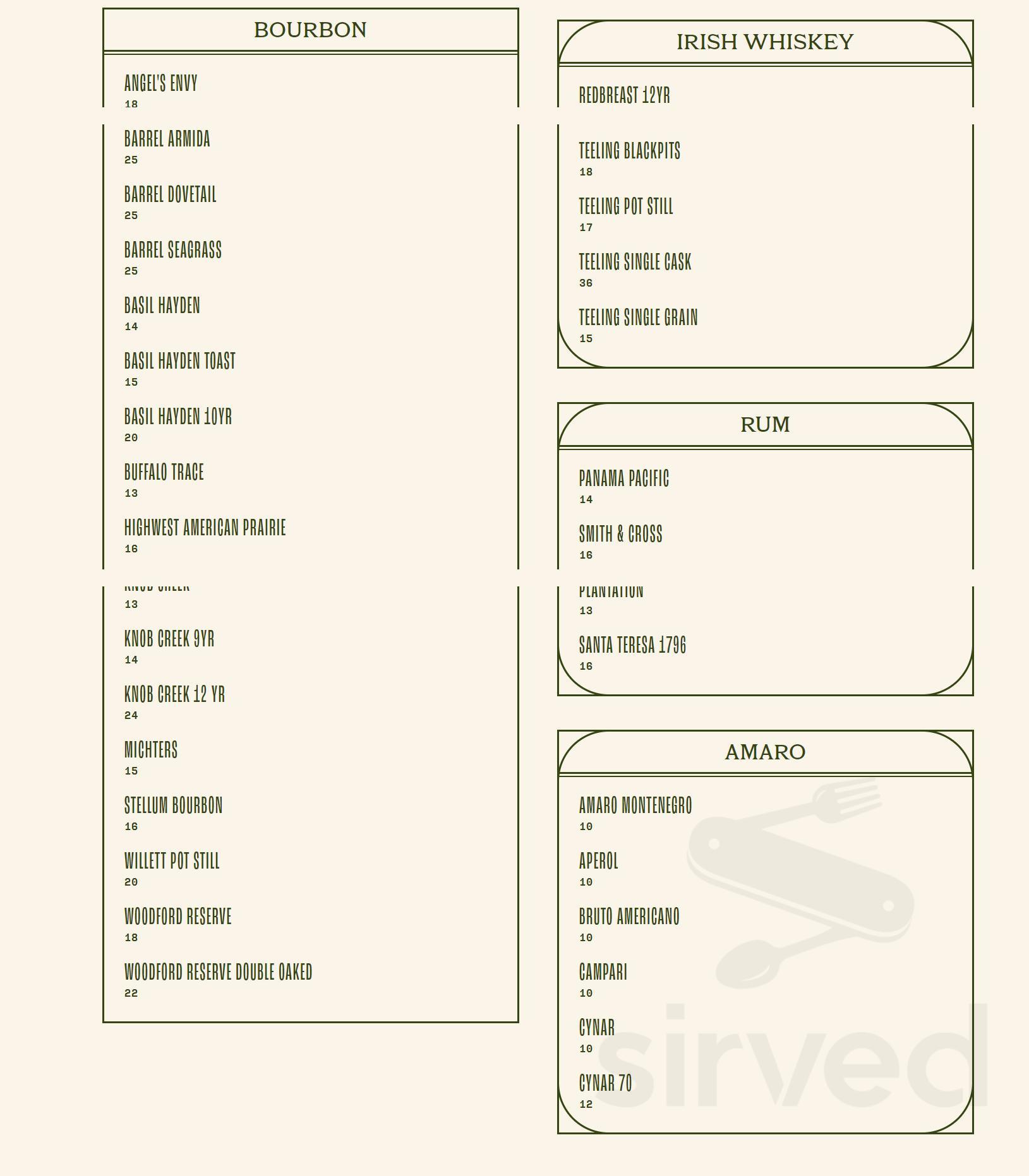 Oak and Iron menu in Thousand Oaks, California, USA