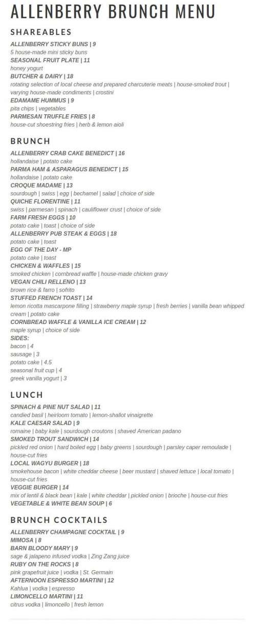 The Barn Restaurant at Allenberry menu in Boiling Springs, Pennsylvania ...