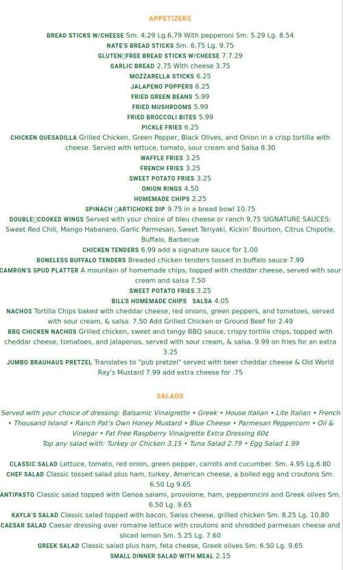 Pat's Pizza Machias menu in Machias, Maine, USA