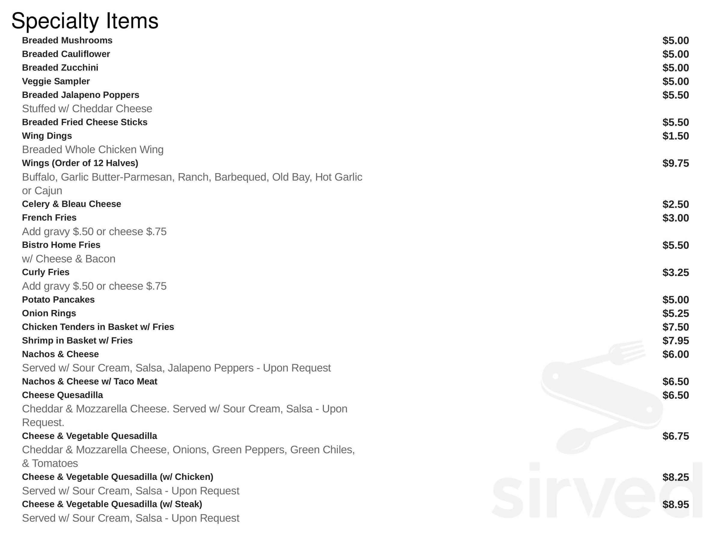 The Bistro menus in Johnstown, Pennsylvania, United States