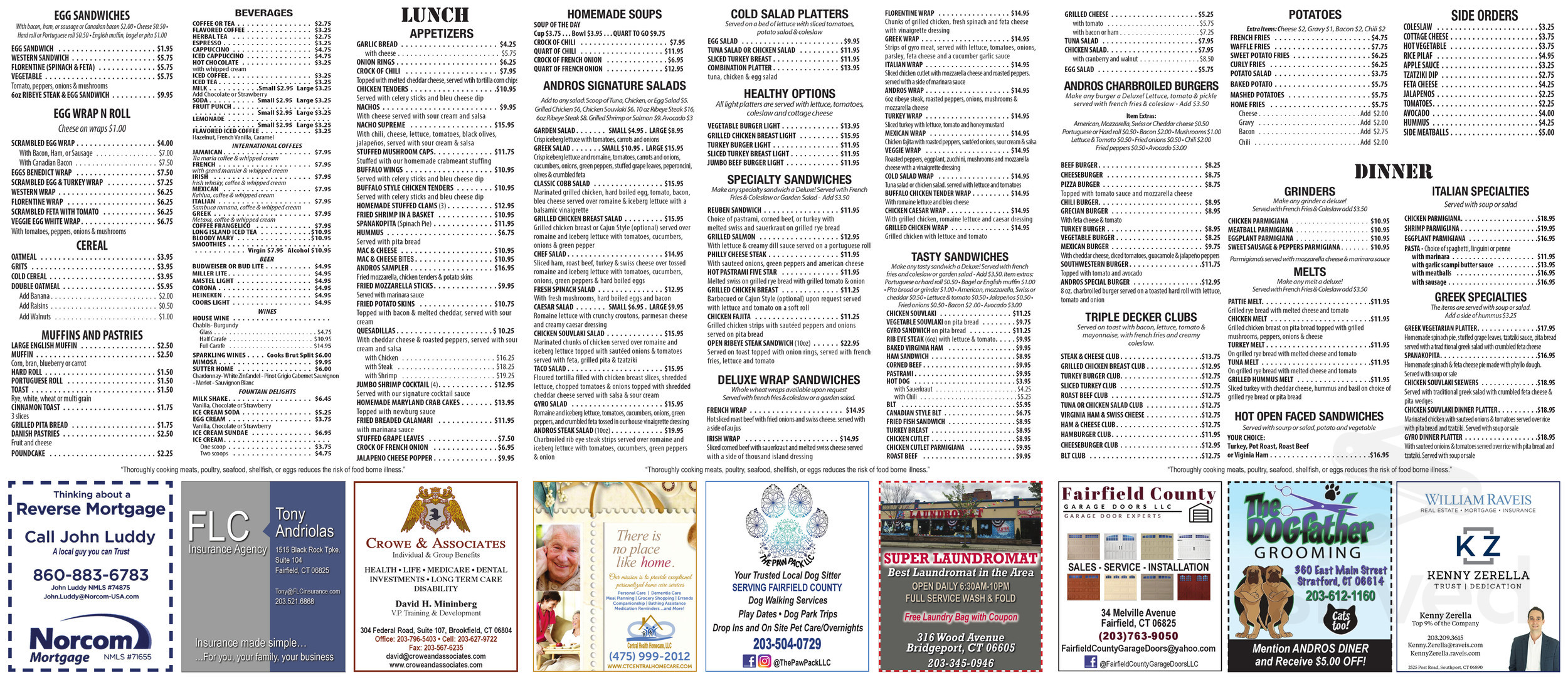 Andros Diner menus in Fairfield, Connecticut, United States