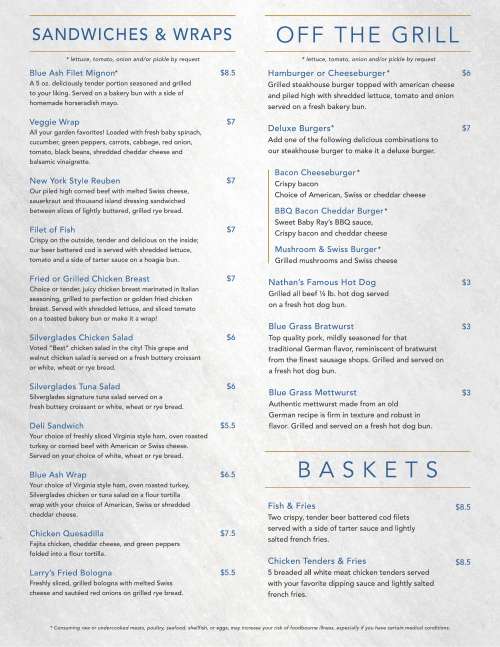 Sandtrap Grill menu in Blue Ash, Ohio, USA