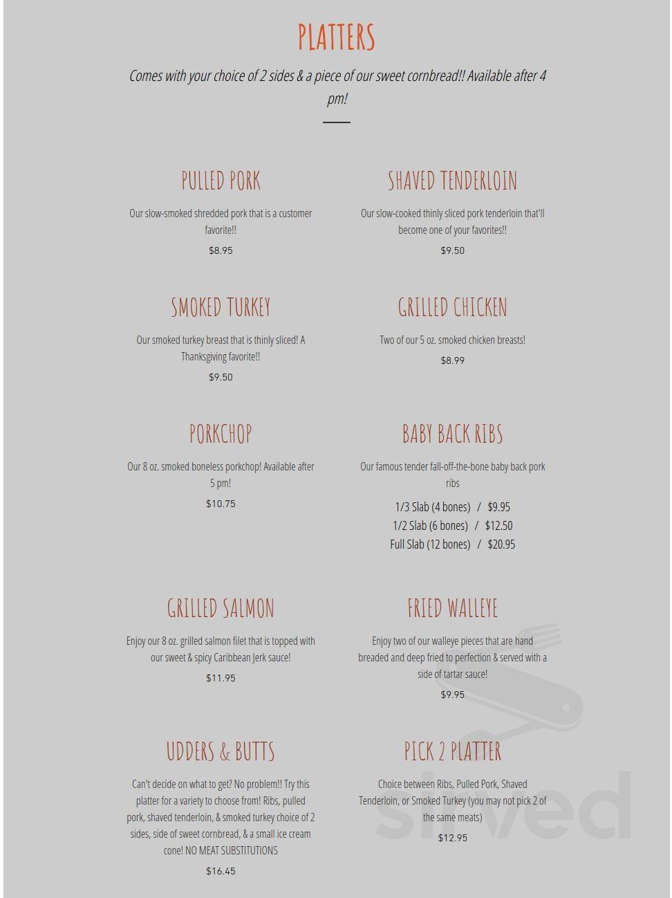 Pauly's BBQ menu in Arthur, Illinois, USA