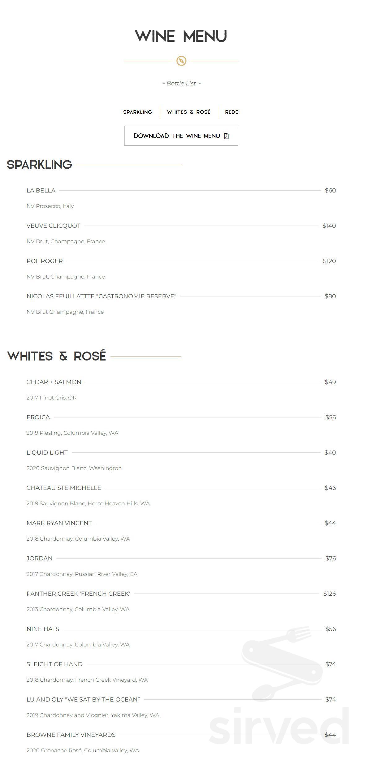 Copper & Salt Northwest Kitchen menu in Ruston, Washington, USA