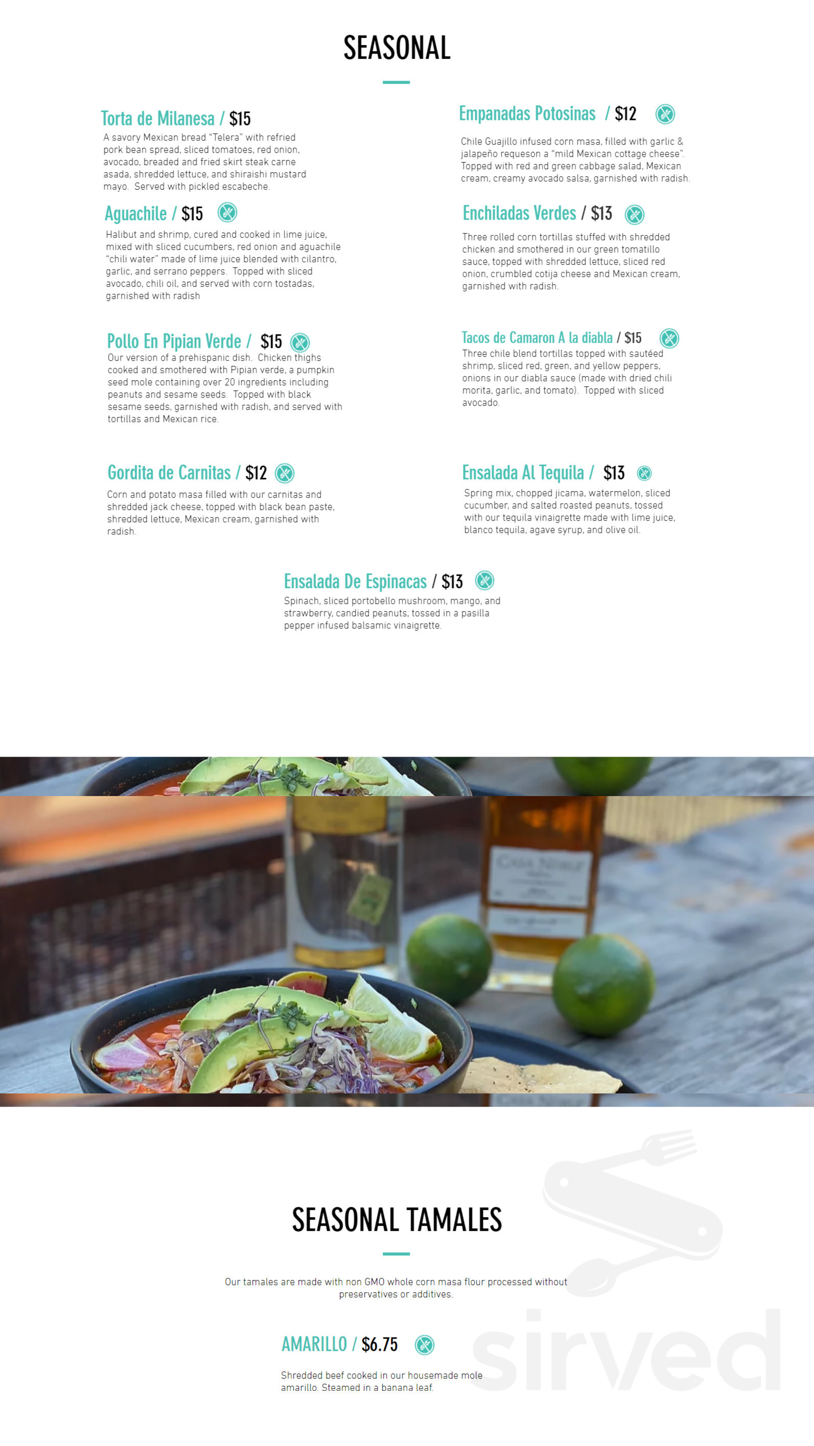 Menu - Portland OR's Tamale Boy Dekum | Sirved