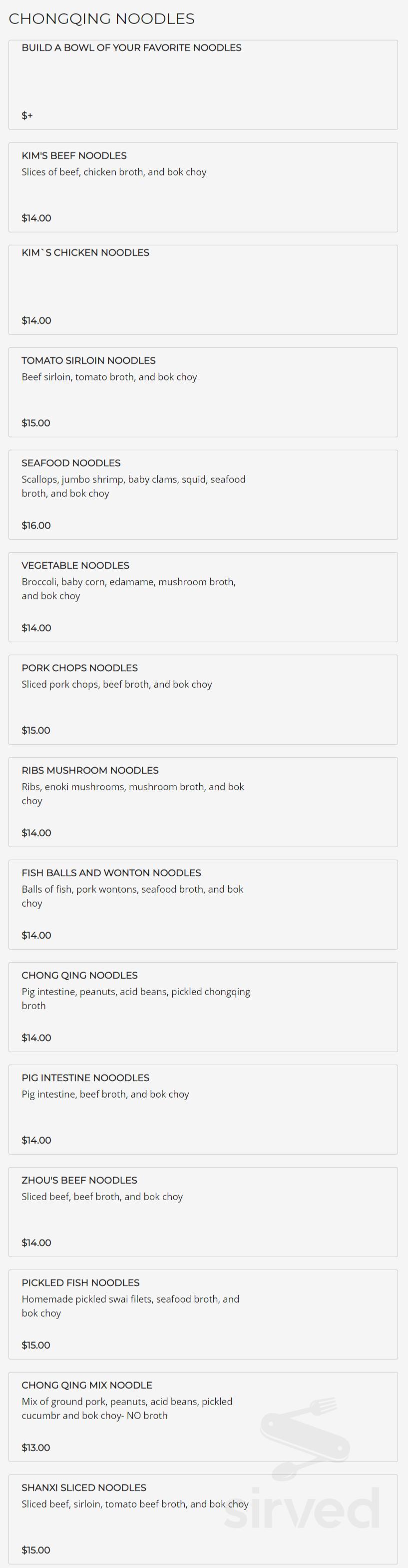 Meet Noodles menu in Nashville, Tennessee, USA