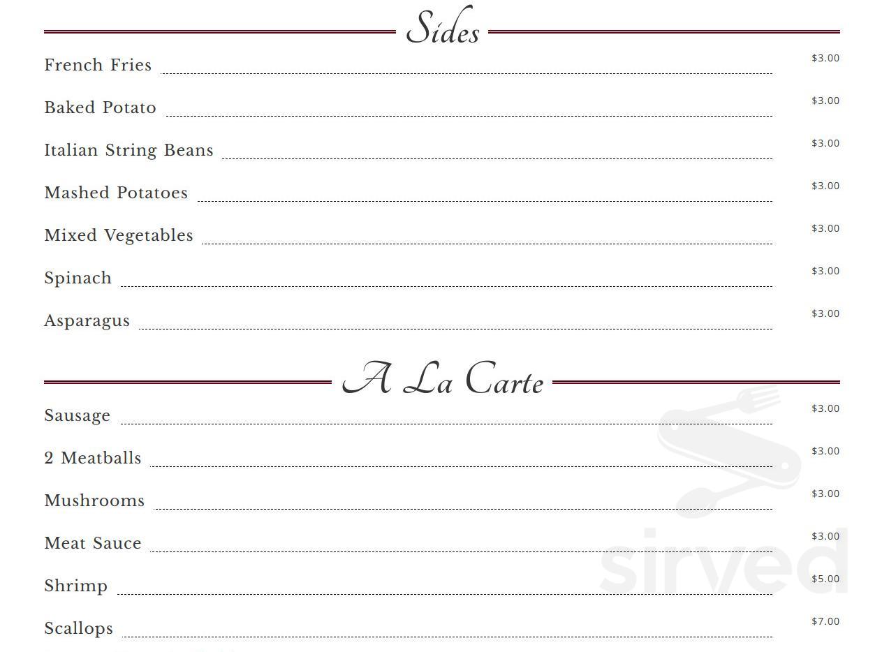 Vincenzo's Ristorante menu in Douglassville, Pennsylvania, USA