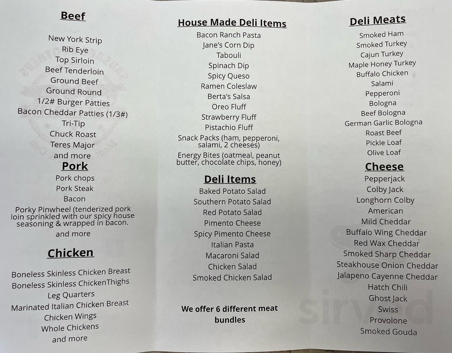 Menu for Sausage Brothers in Skiatook, OK | Sirved