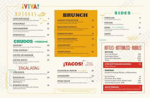 ¡VIVA! menu in Las Vegas, Nevada, USA