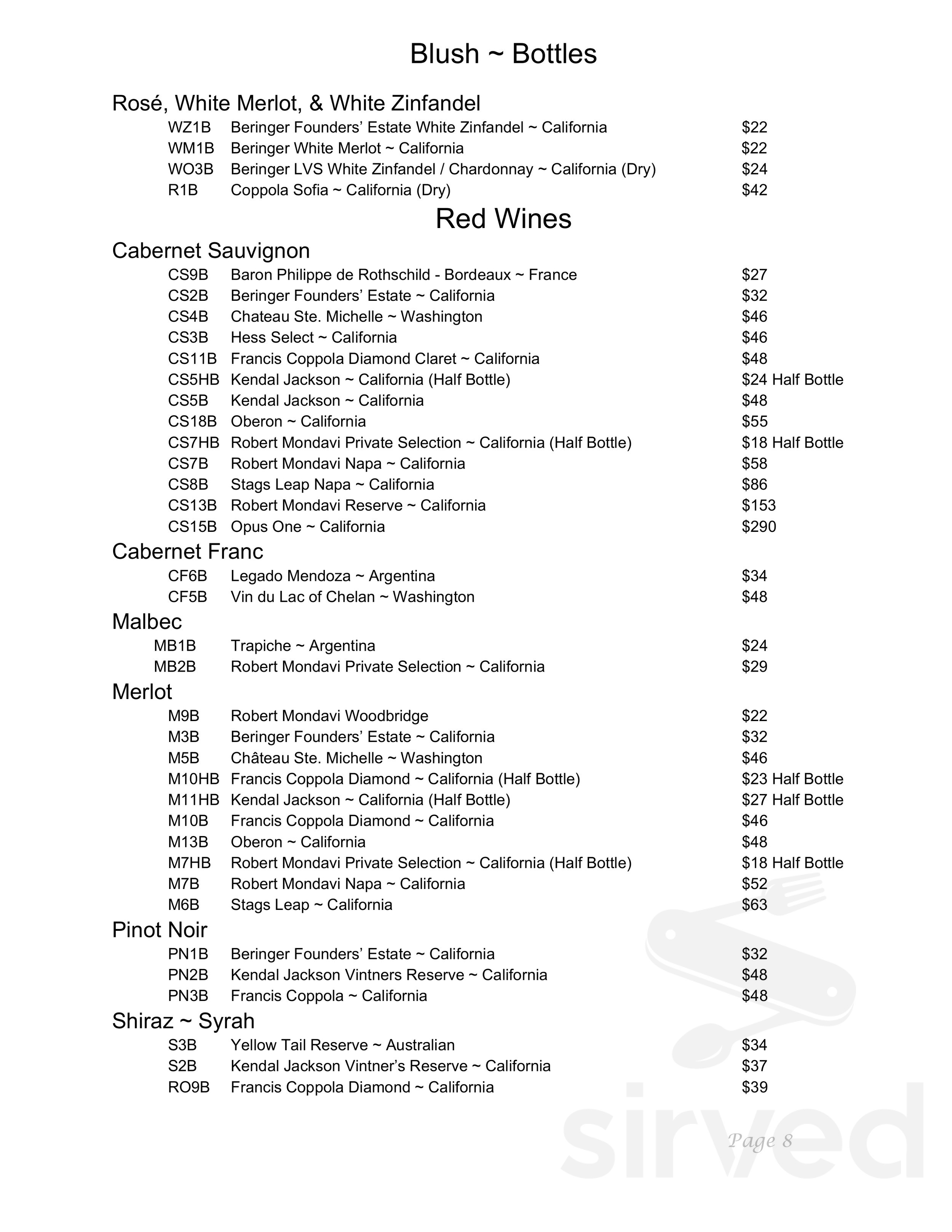 Cameron Estate Inn menu in Mount Joy, Pennsylvania, USA