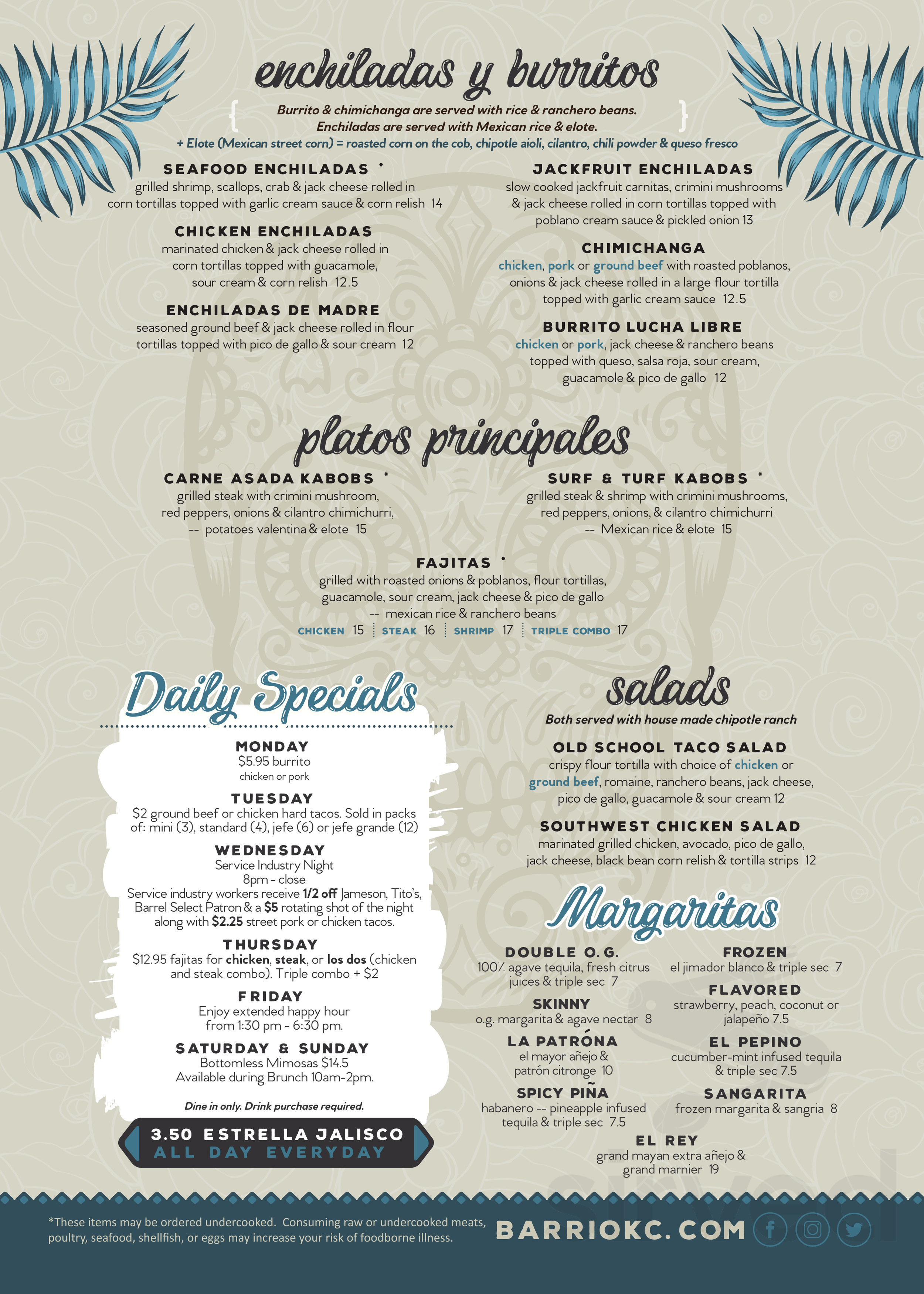 Menu - Kansas City MO's Brookside Barrio | Sirved