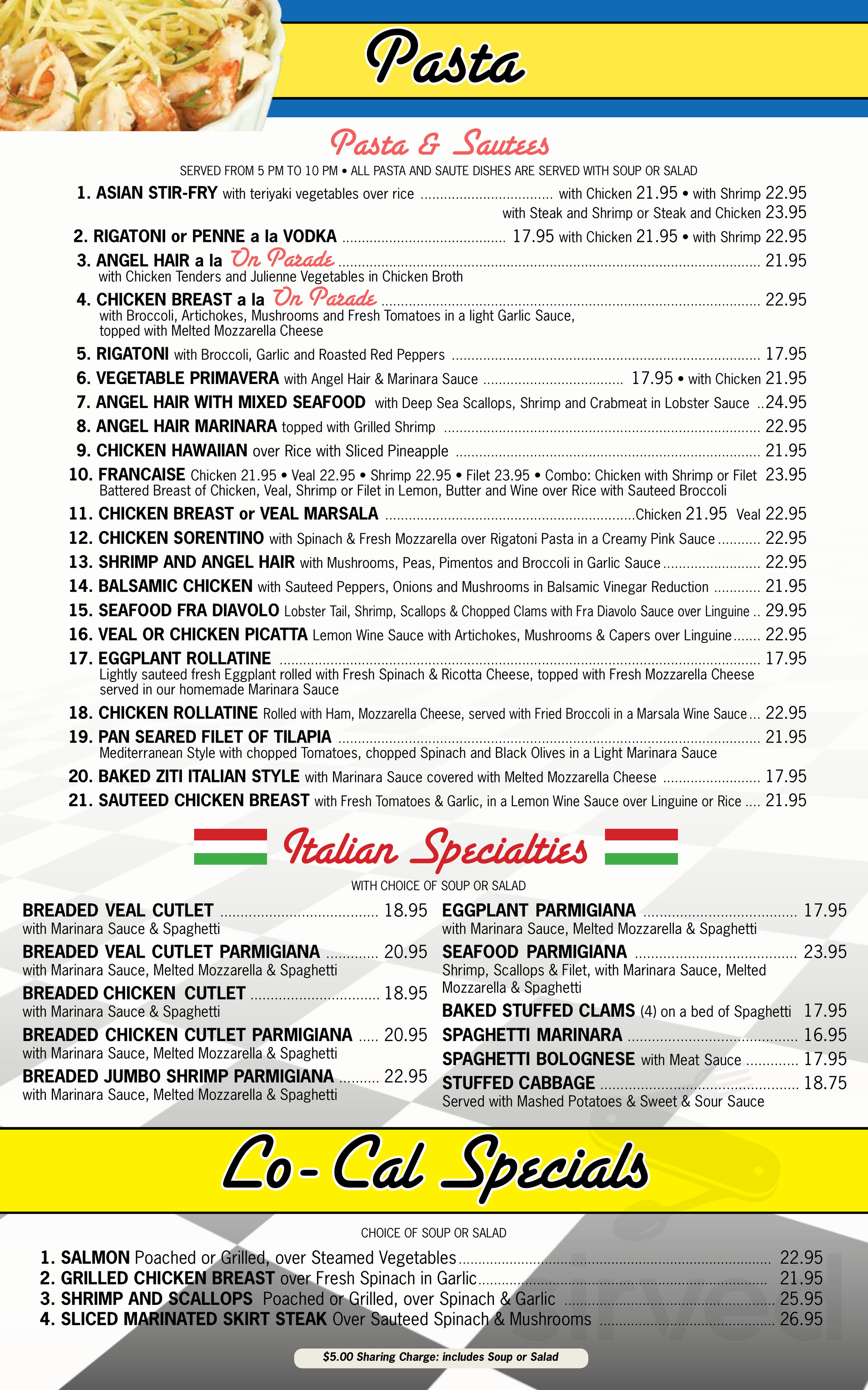 Menu - Woodbury NY's On Parade Diner | Sirved