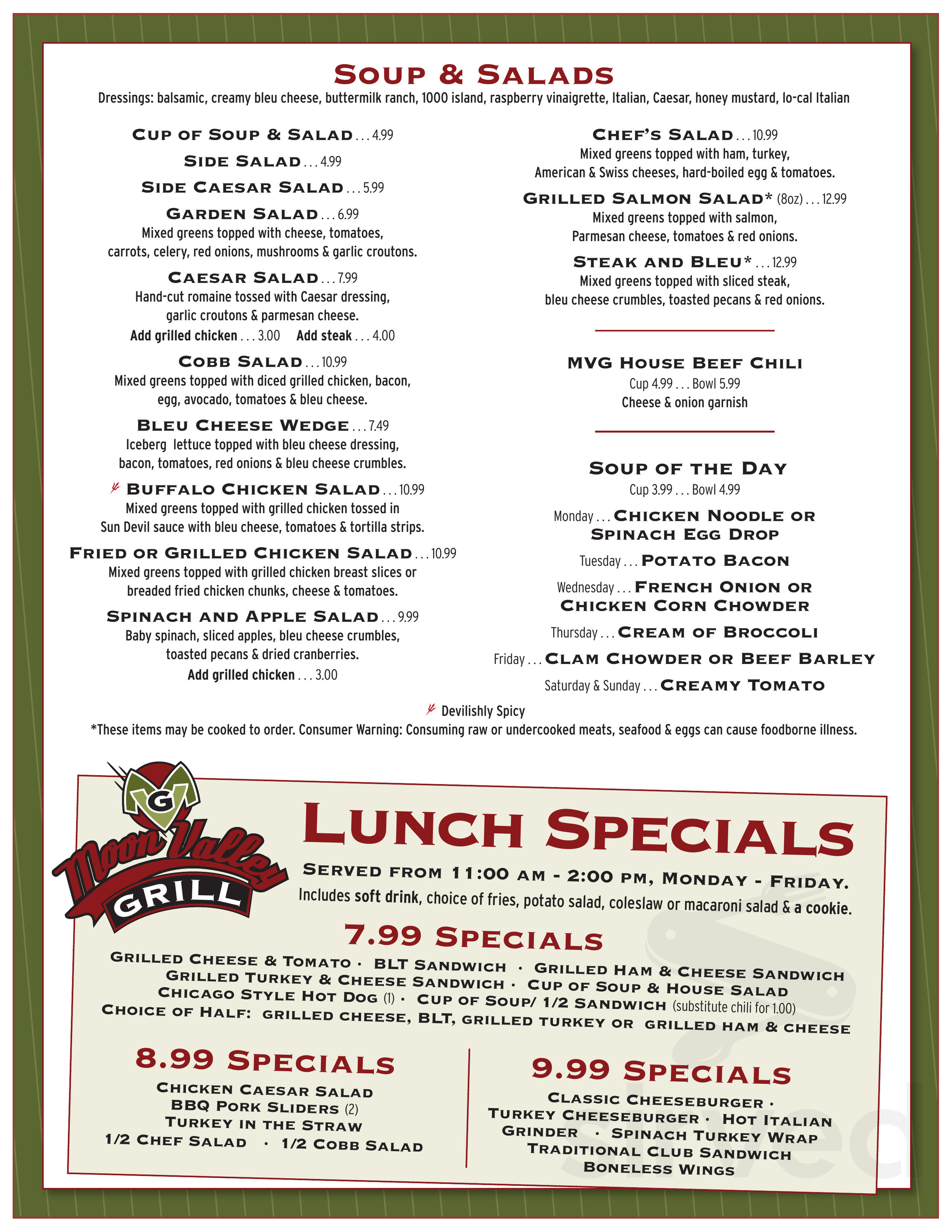 Menu - Phoenix AZ's Moon Valley Grill | Sirved