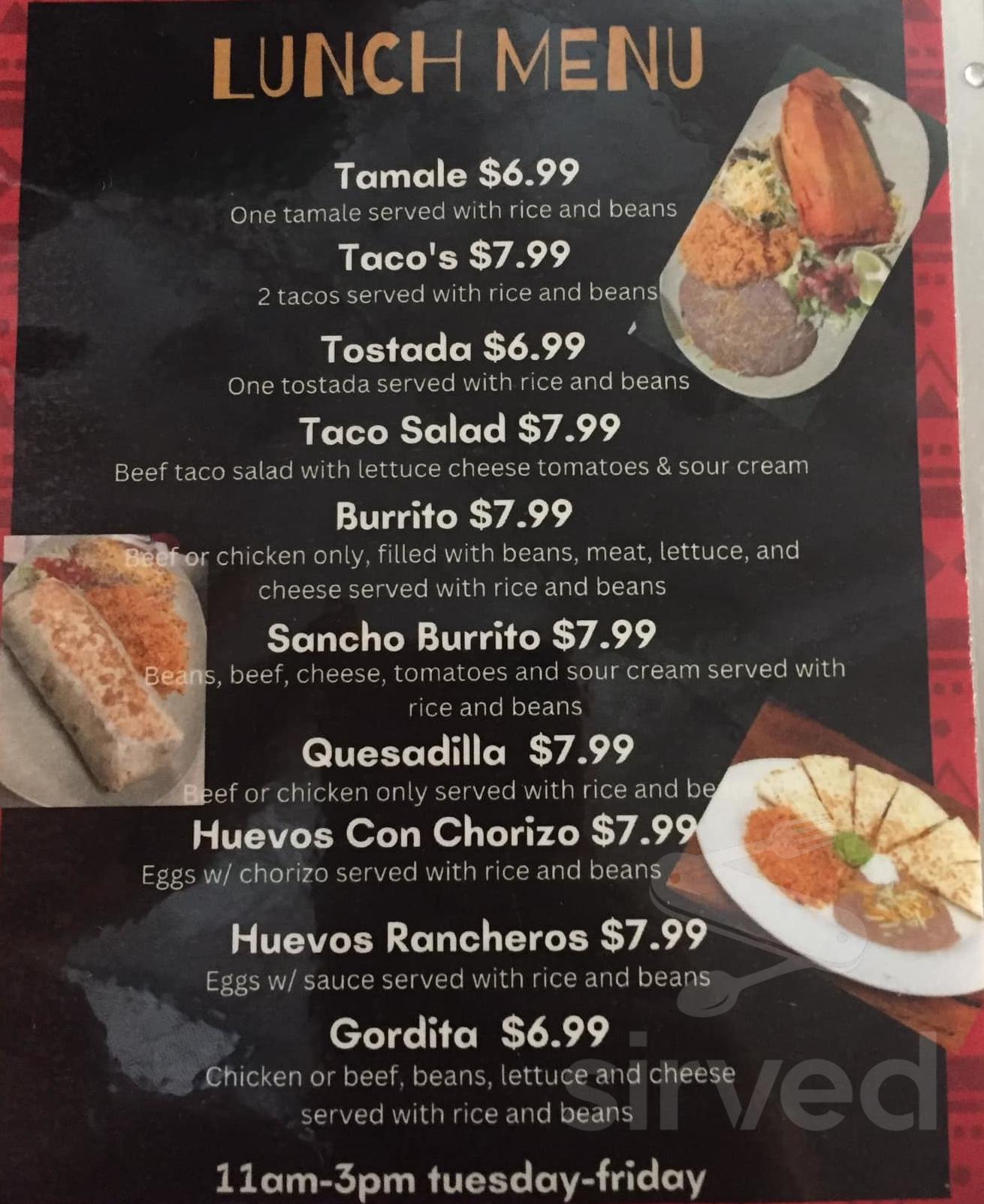 Mexicali menu in Topeka, Kansas, USA