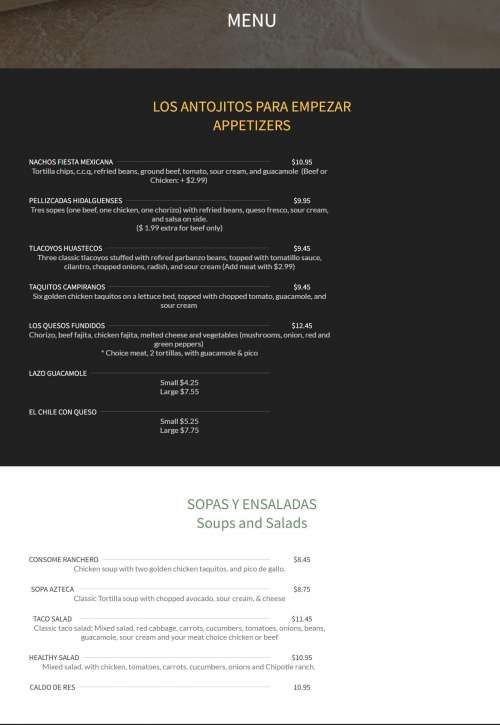 Los Lazos menu in Galveston, Texas, USA