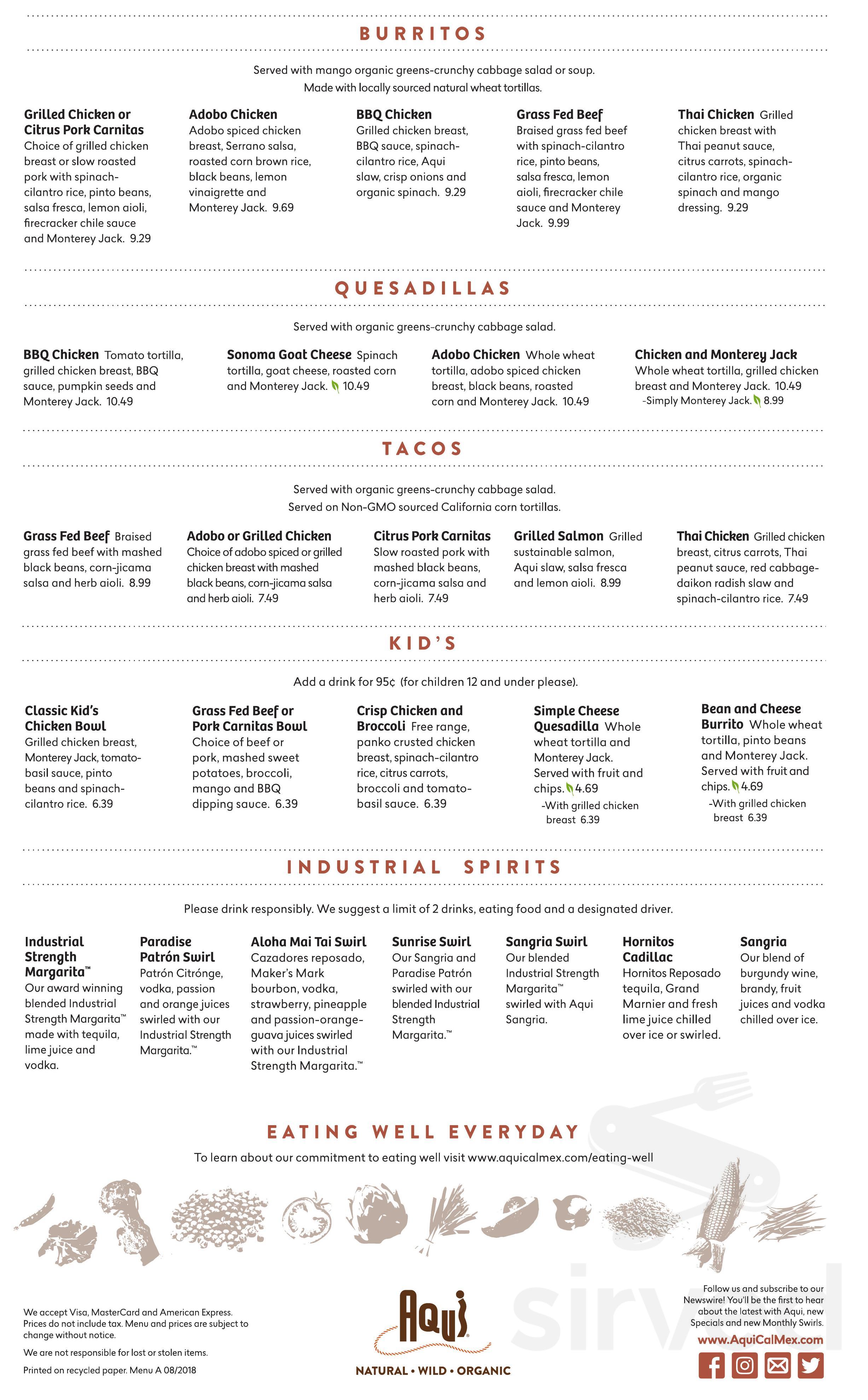 Aqui Willow Glen menus in San Jose, California, United States