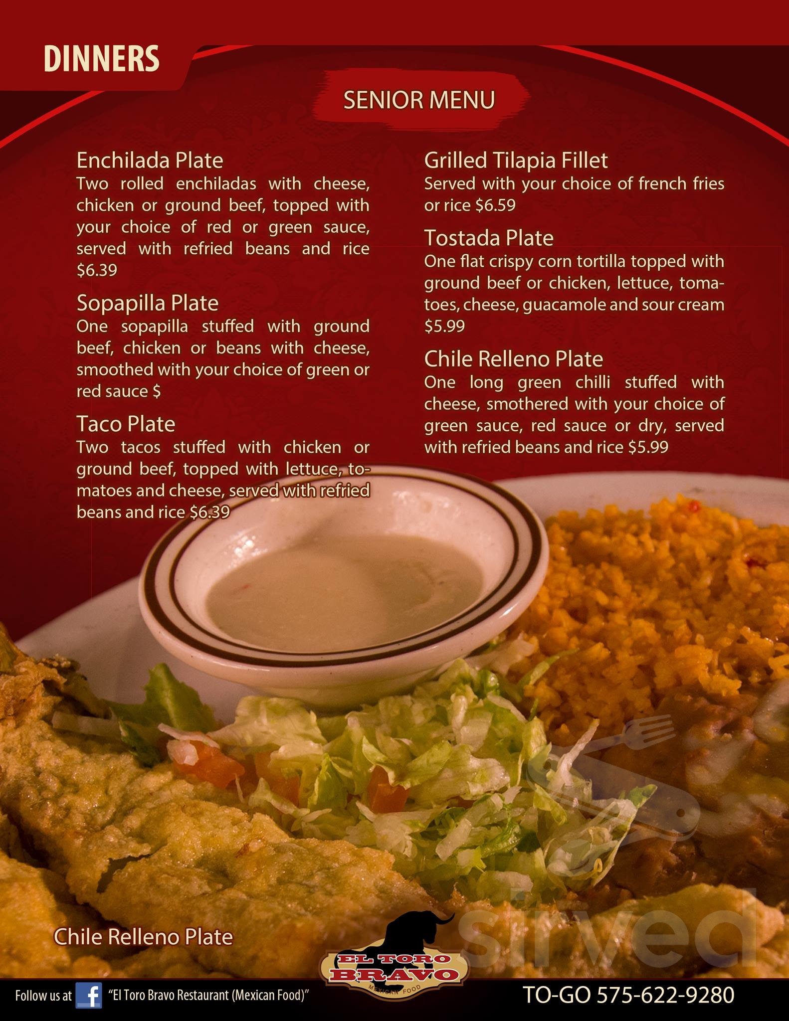El Toro Bravo Restaurant menu in Roswell, New Mexico, USA
