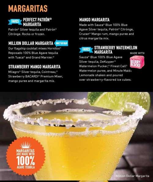 Dave & Buster's menu in Westlake, Ohio, USA