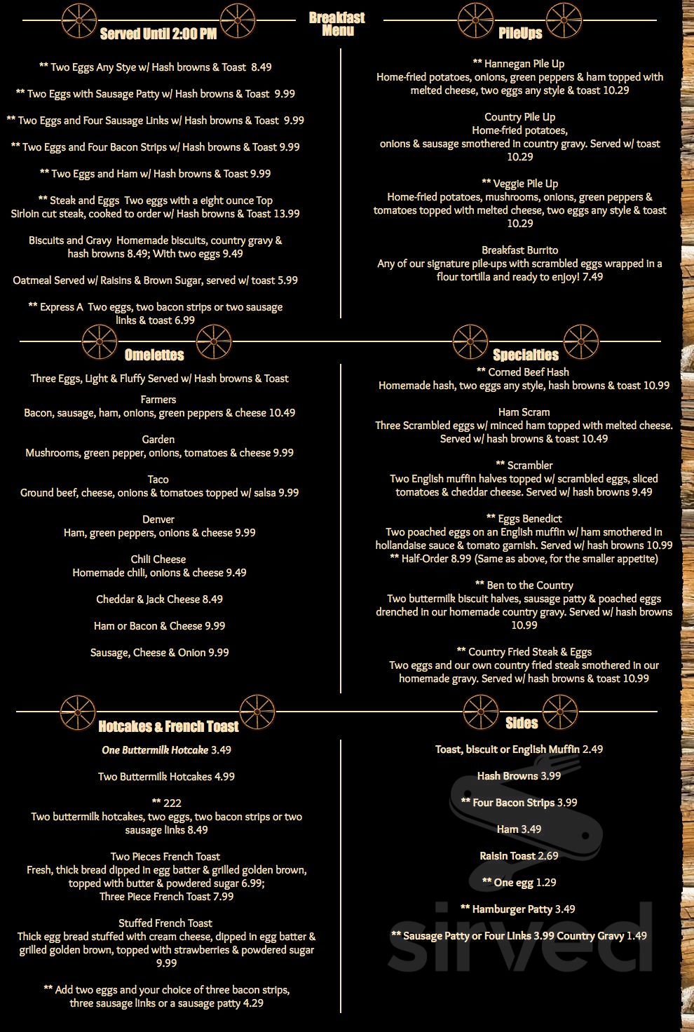 Rusty Wagon Old Tyme Food menus in Lynden, Washington, United States