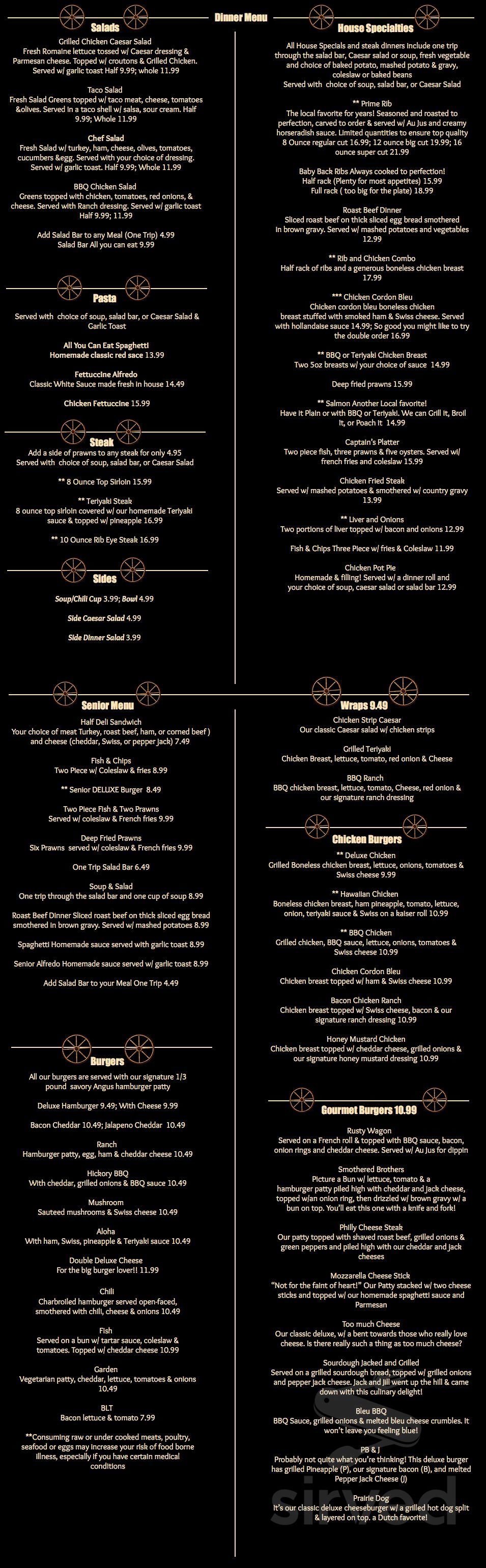 Rusty Wagon Old Tyme Food menu in Lynden, Washington, USA