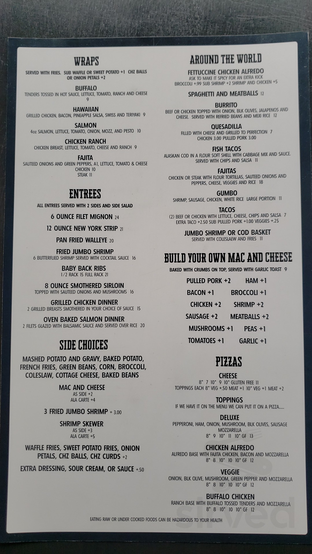 Menu for Hank's Tavern on the River in Three Rivers, MI | Sirved