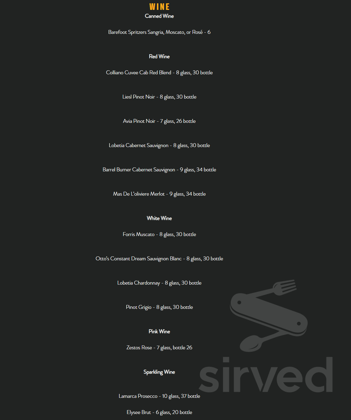 Ponyboy menu in Oklahoma City, Oklahoma, USA