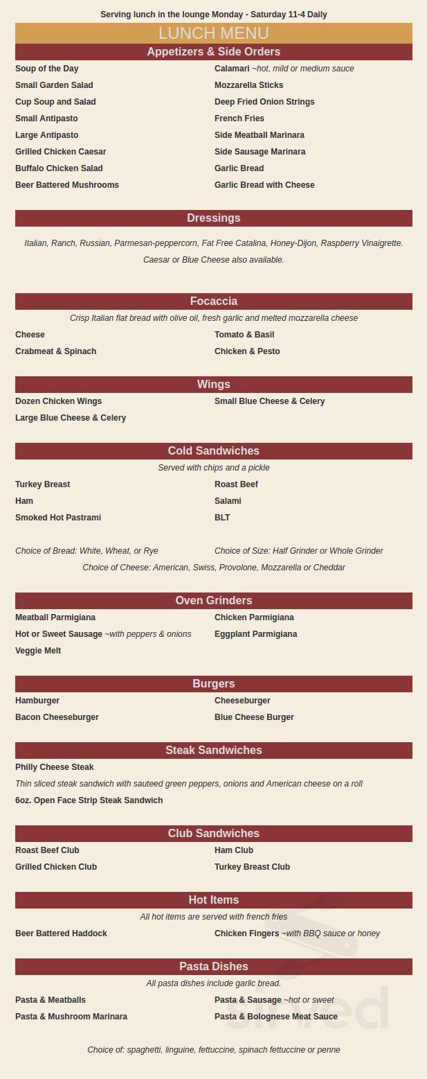 Mickey's Restaurant & Lounge menus in Plattsburgh, New York, United States