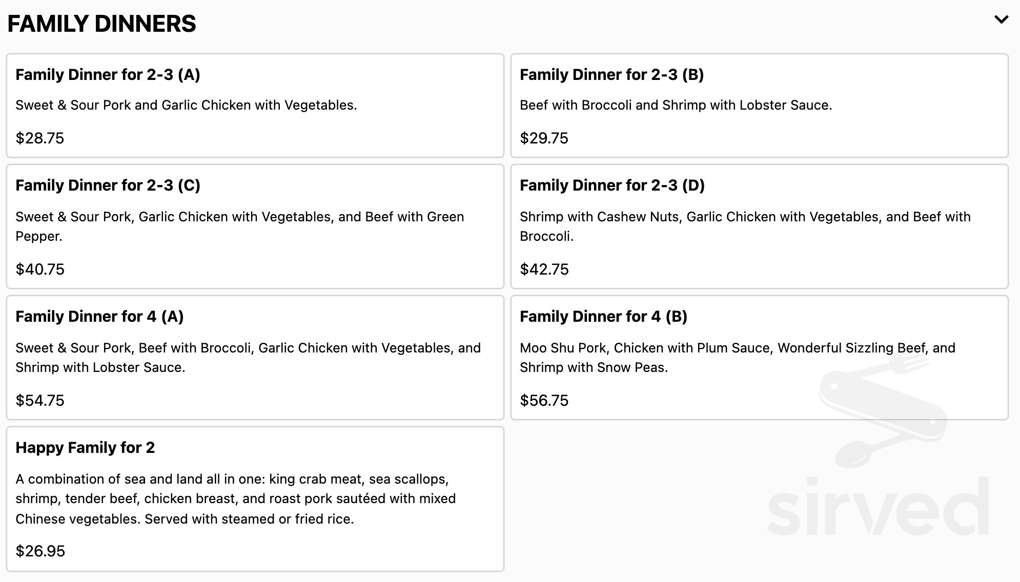 Menu - Hixson TN's Formosa Restaurant | Sirved