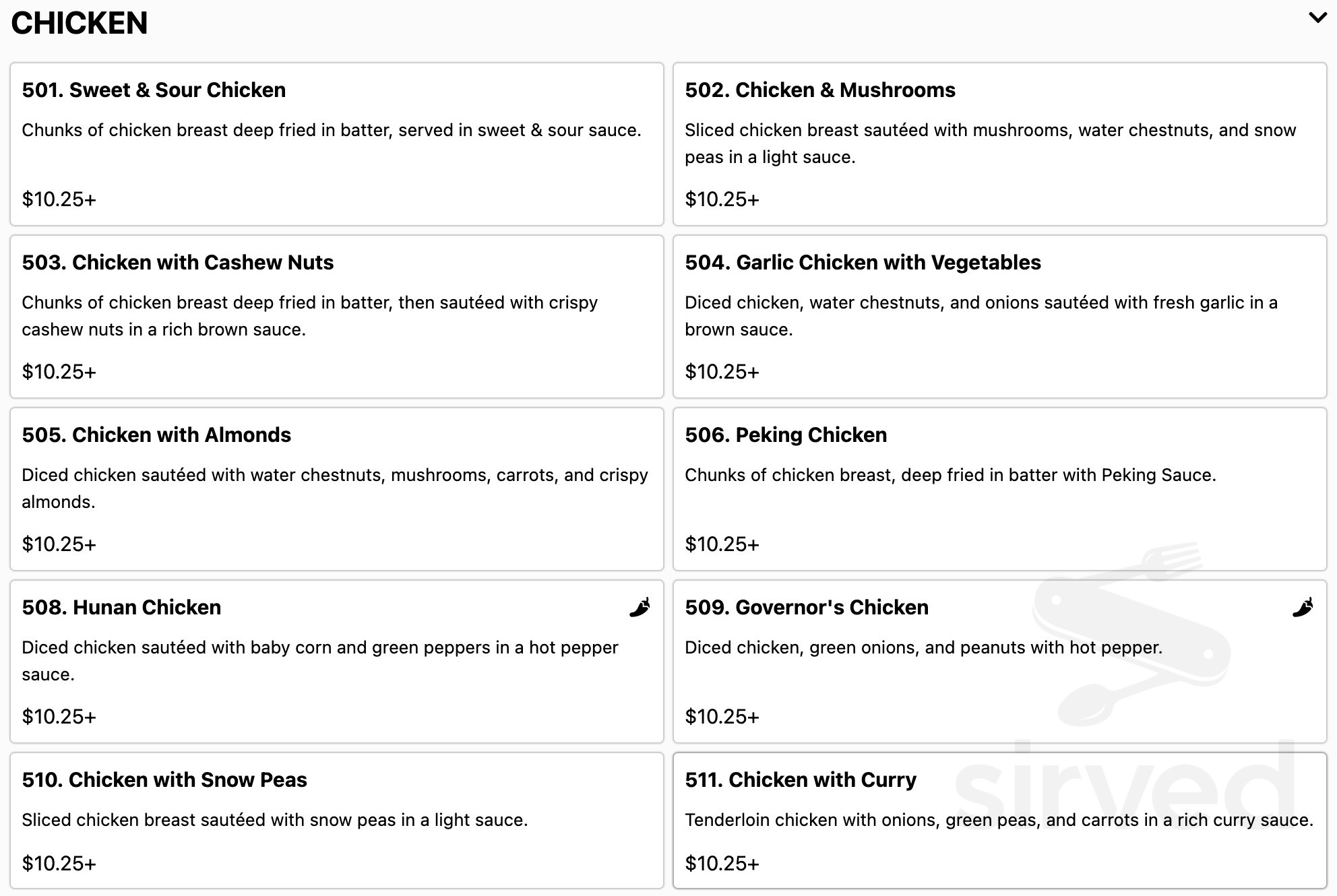 Formosa Restaurant menu in Hixson, Tennessee, USA