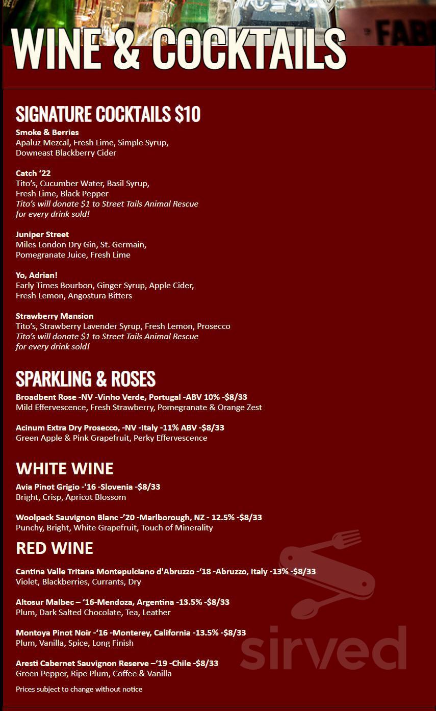 Menu - Philadelphia PA's Good Dog Bar | Sirved