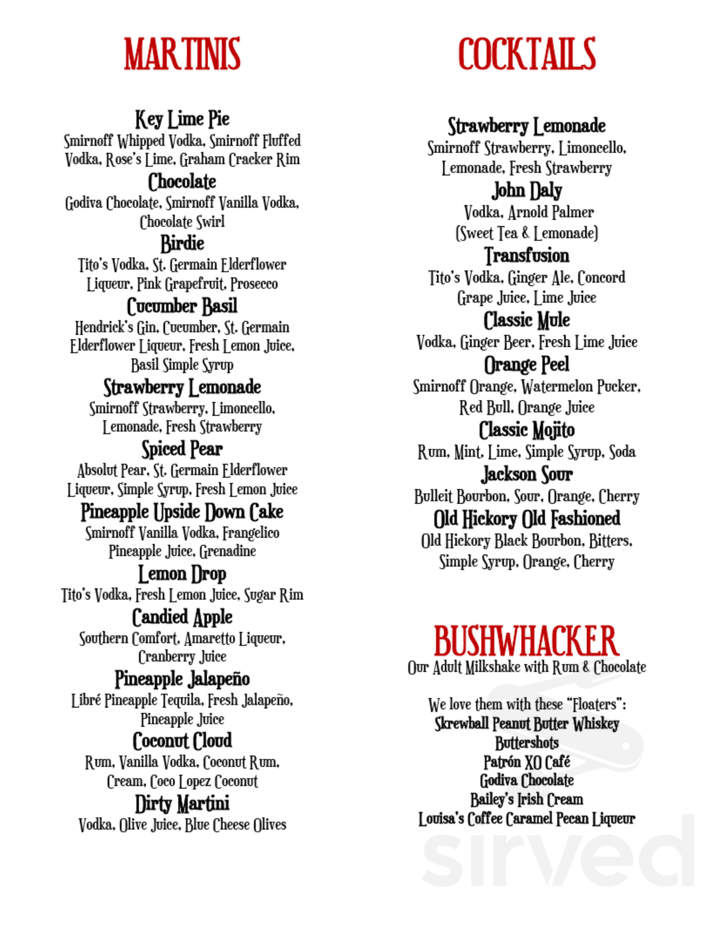 Old Hickory Country Club menu in Old Hickory, Tennessee, USA