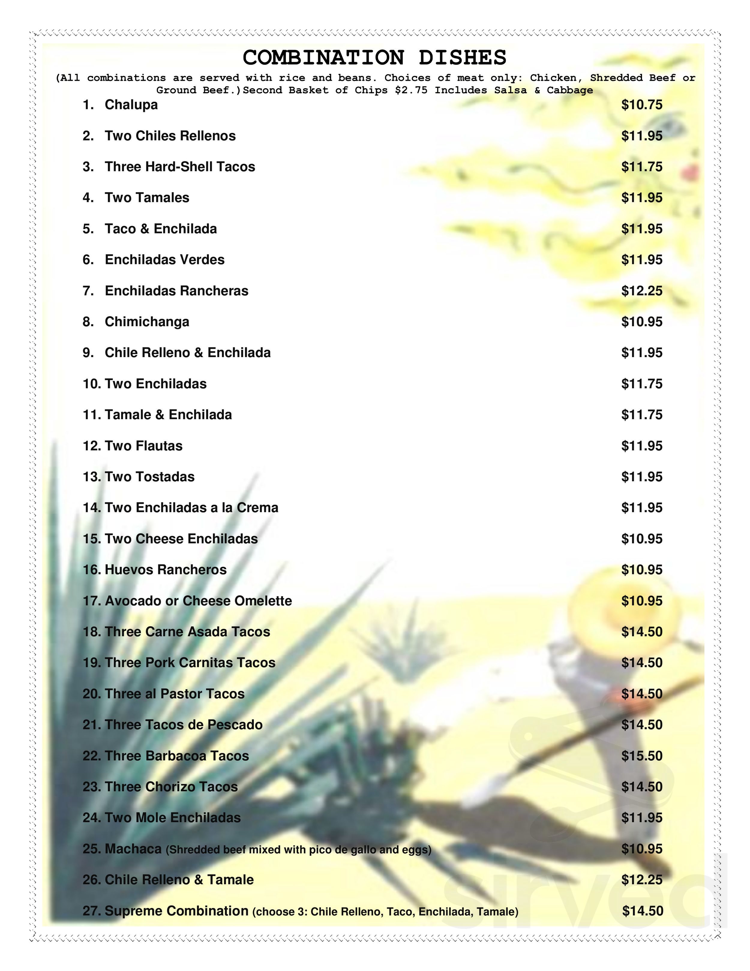 Menu - Afton WY's Agave Family Mexican Restaurant | Sirved
