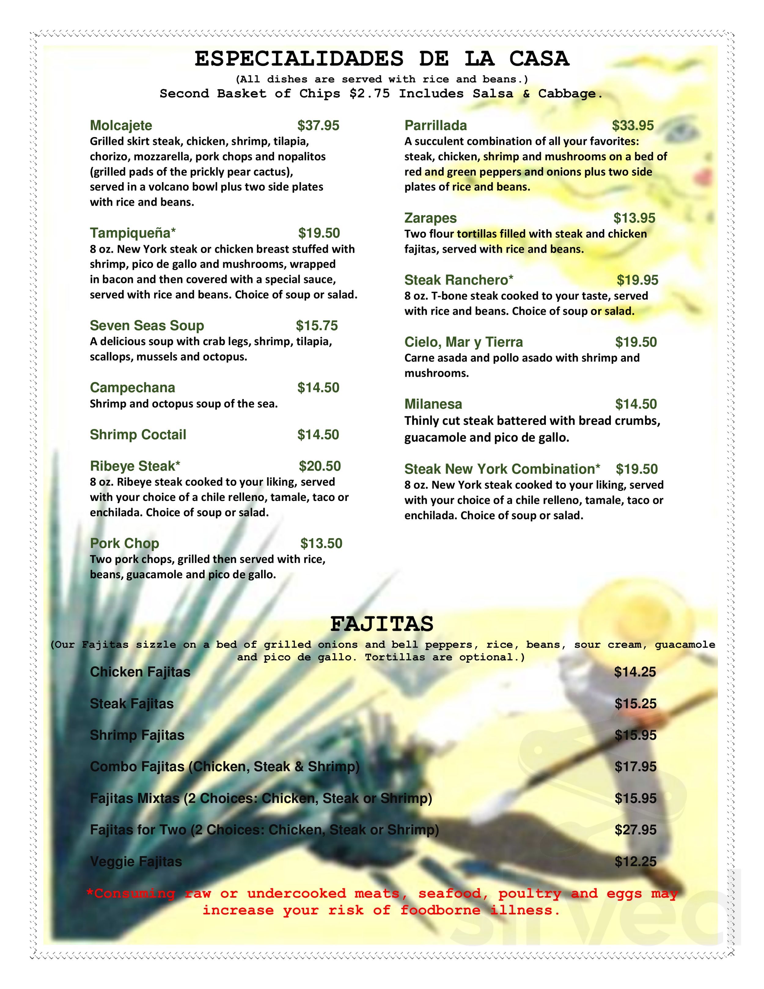 Menu - Afton WY's Agave Family Mexican Restaurant | Sirved