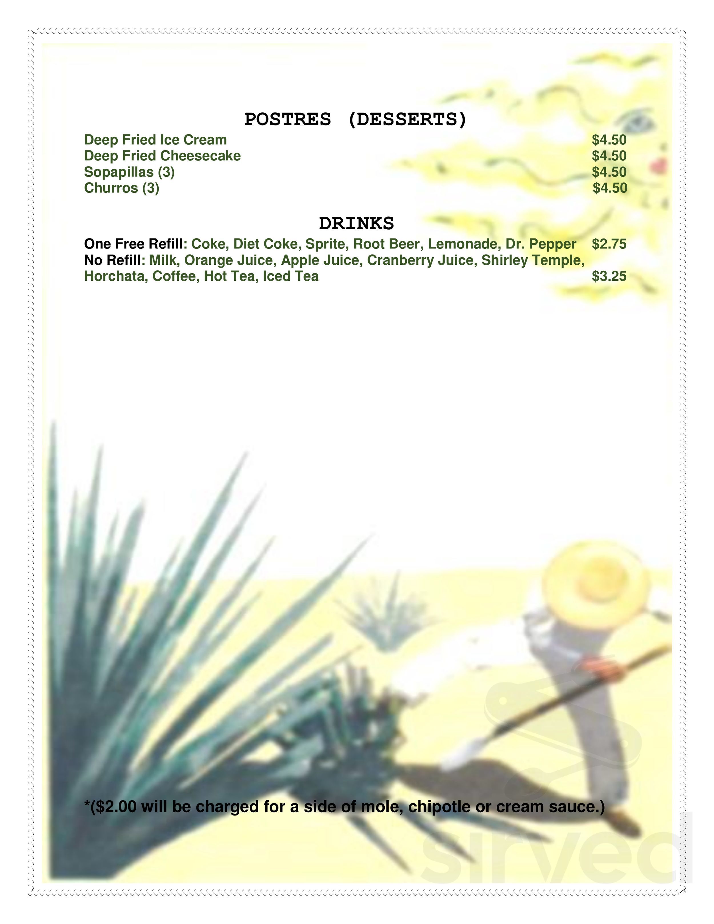 Menu - Afton WY's Agave Family Mexican Restaurant | Sirved