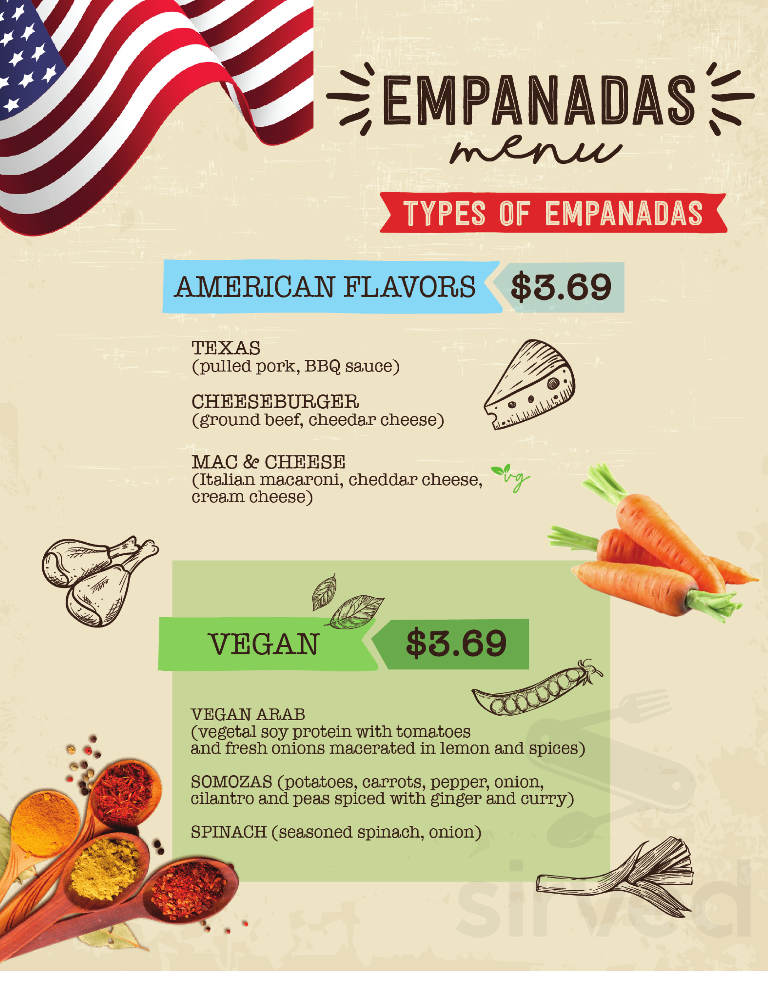 All About Empanadas menu in Sunrise, Florida, USA