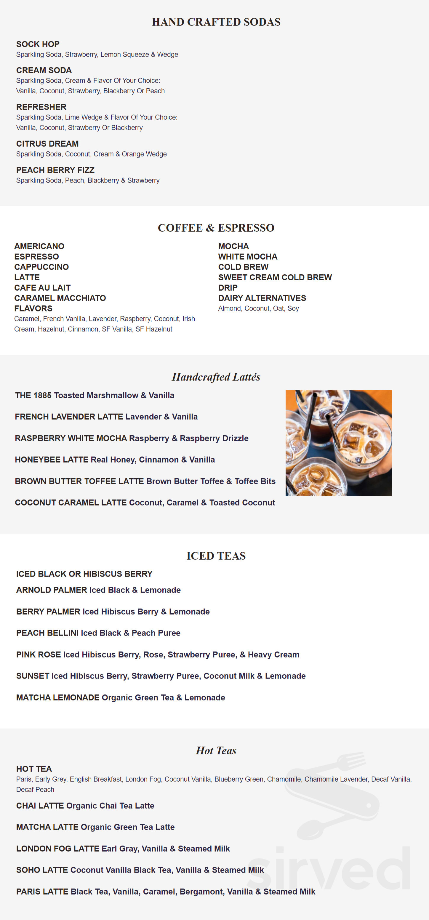 The Crafted Scone menu in Murrieta, California, USA