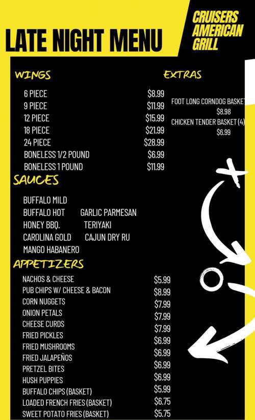 Cruisers American Grill menu in Jefferson, North Carolina, USA