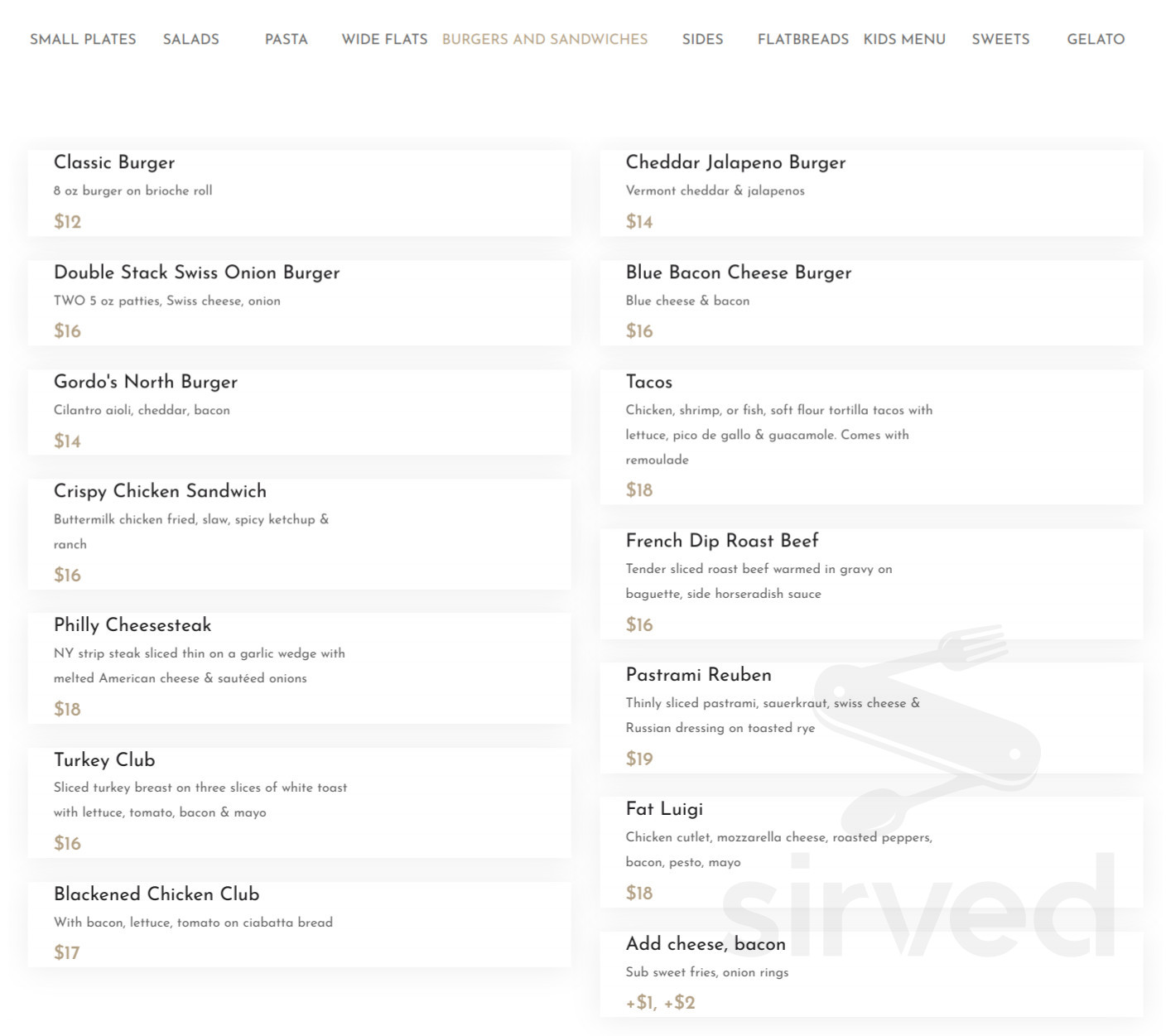 Gordo's North menus in Thornwood, New York, United States