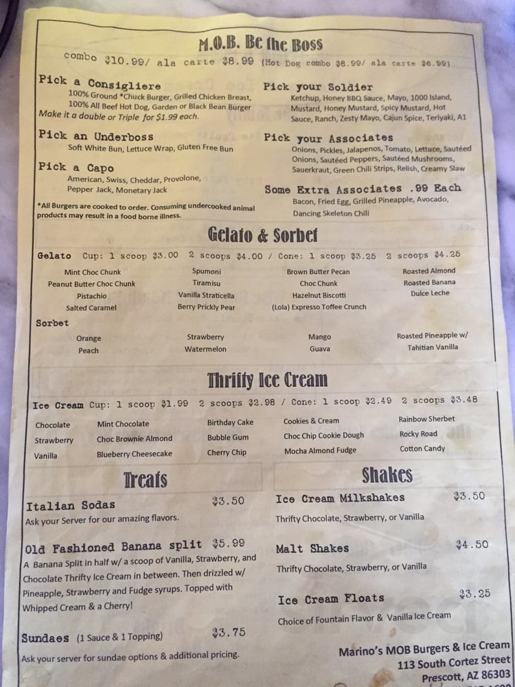 Downtown Greek Pita located inside Marino's Mob Burgers and menu in ...