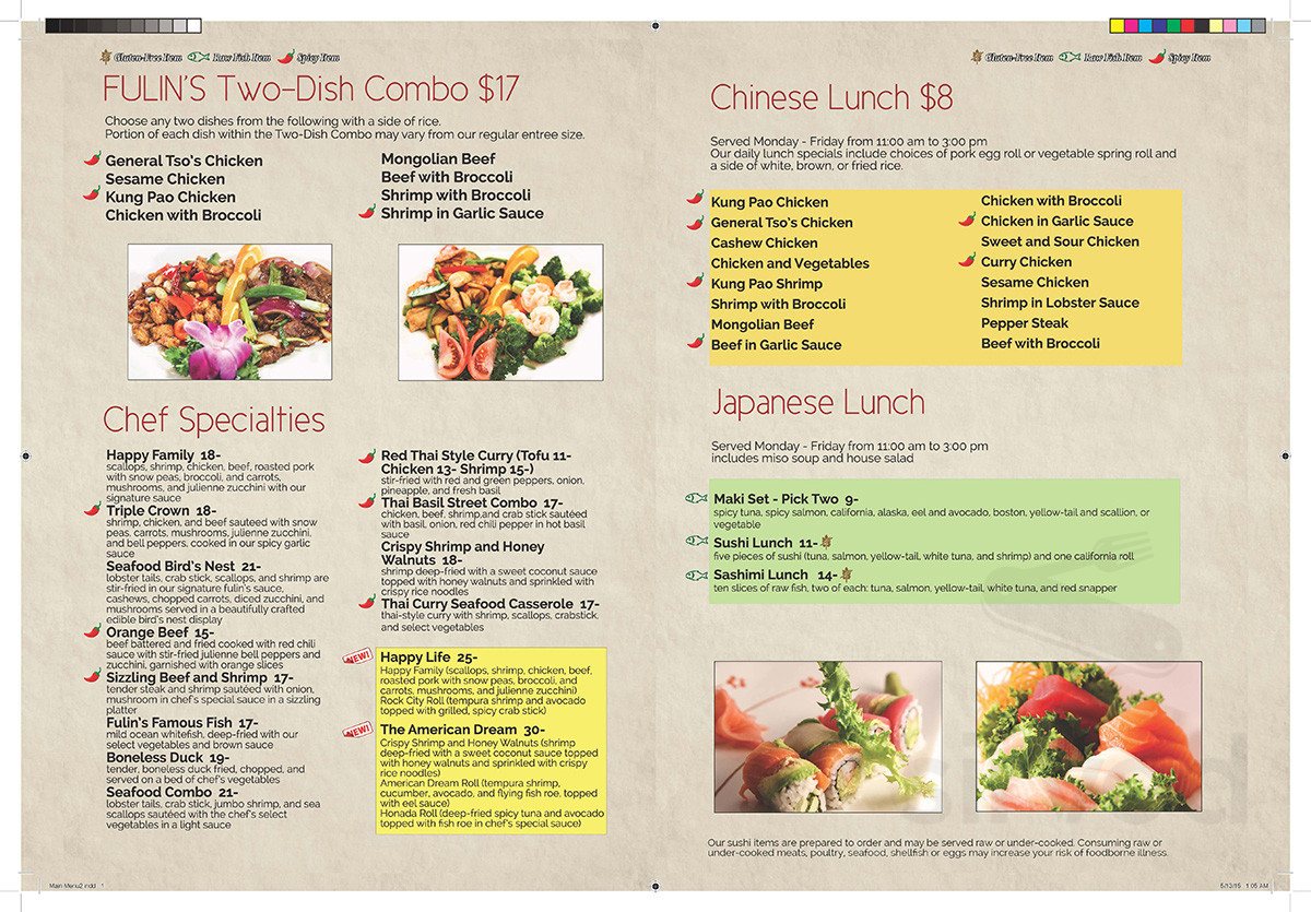 Fulin's Asian Cuisine At Cambridge Square, Ooltewah menu in Collegedale ...