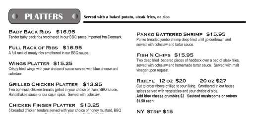Menu for Handshakes Bar & Grill in Hopewell Junction, NY | Sirved