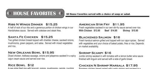 Menu for Handshakes Bar & Grill in Hopewell Junction, NY | Sirved
