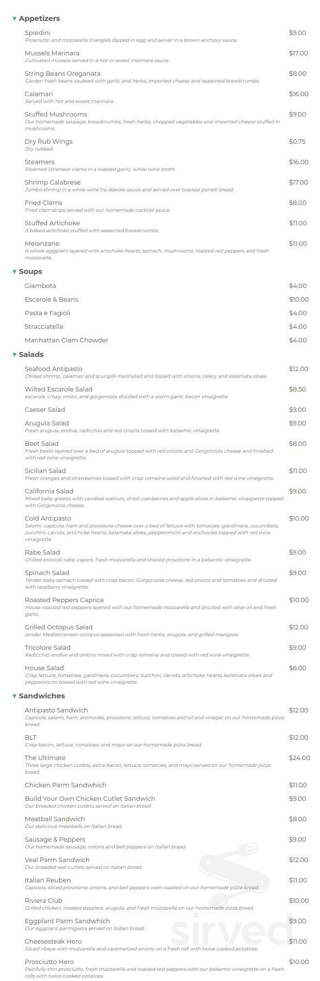 Reservoir Tavern menus in Boonton, New Jersey, United States